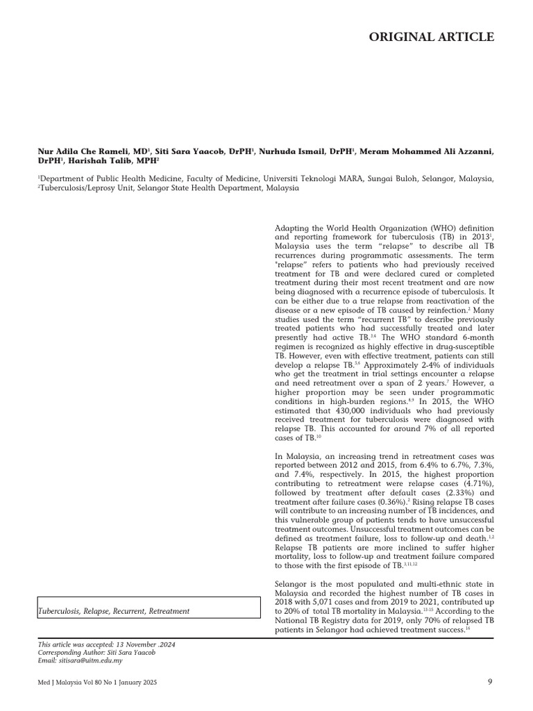 Relapse-Tuberculosis Arikel LN | PDF | Tuberculosis | Statistics