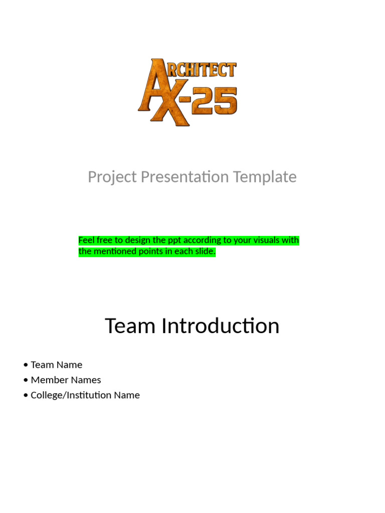 Architect X25 Hackathon Template | PDF