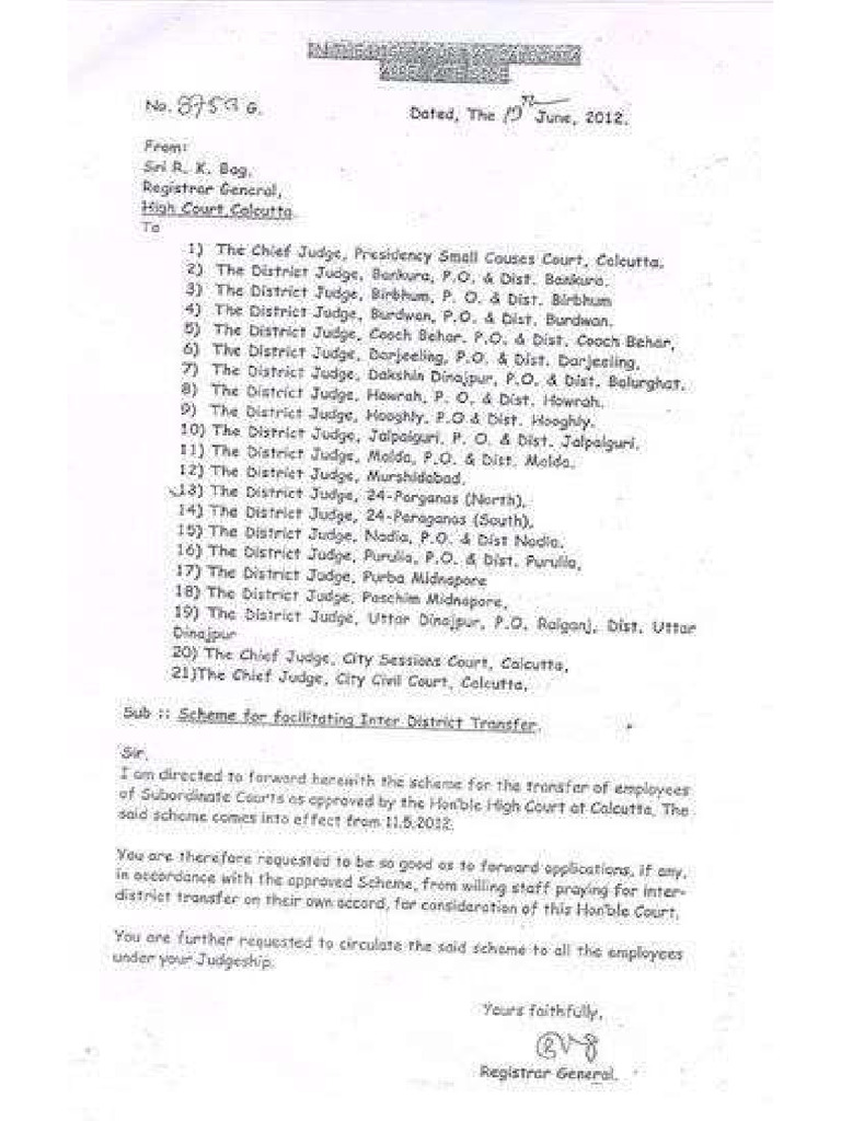 Inter District Transfer Rules | PDF