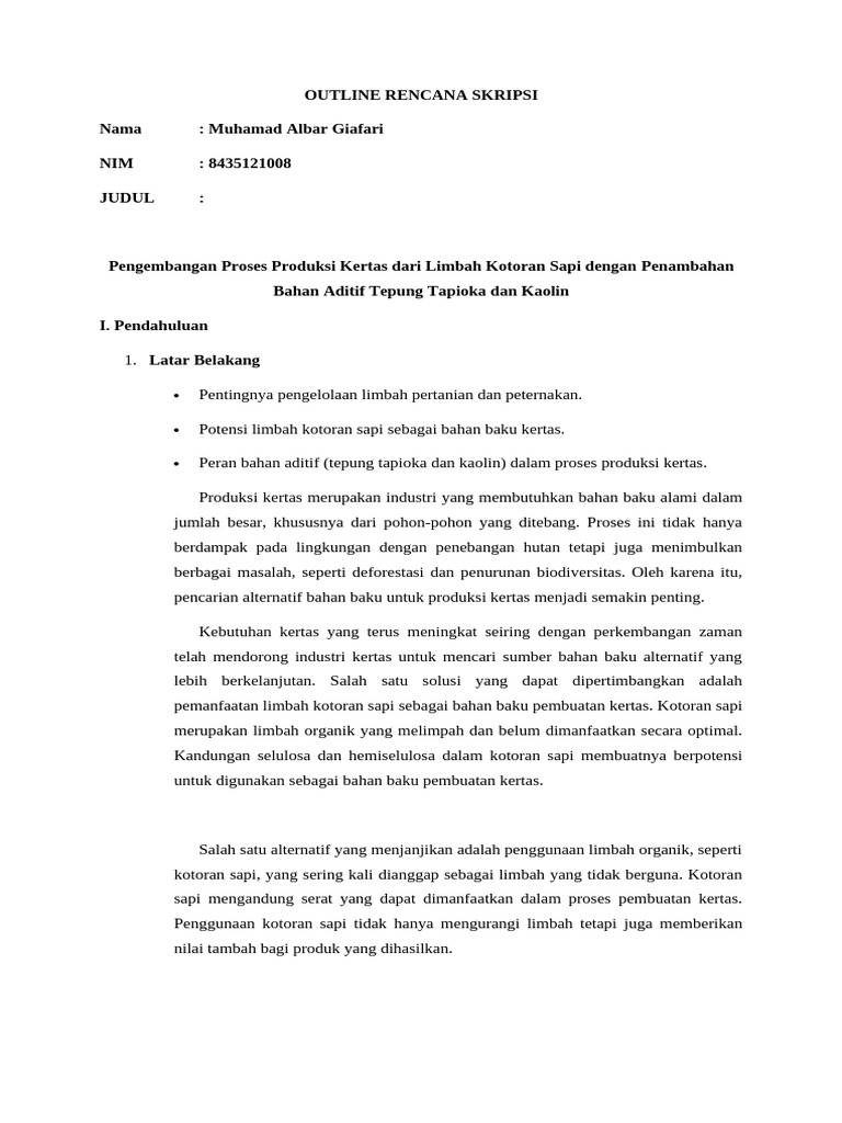 Outline Rencana Skripsi | PDF
