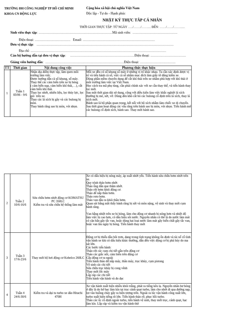 7. Mẫu - Nhật ký TTDN | PDF