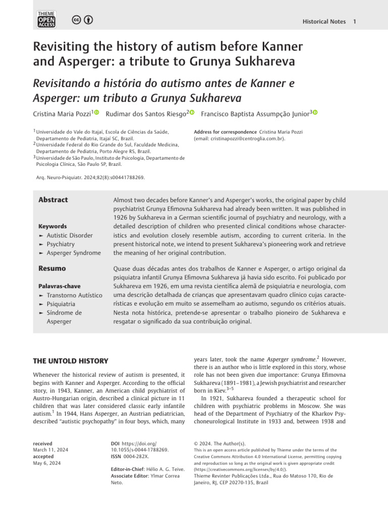 Revisiting The History of Autism Before Kanner and | PDF | Autism ...