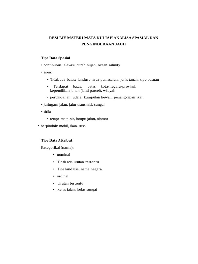 Tipe Data Spasial dan Model GIS | PDF