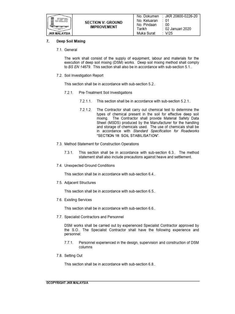 DSM Specification - Section V-7 (JKR Specs) | PDF | Cement | Concrete