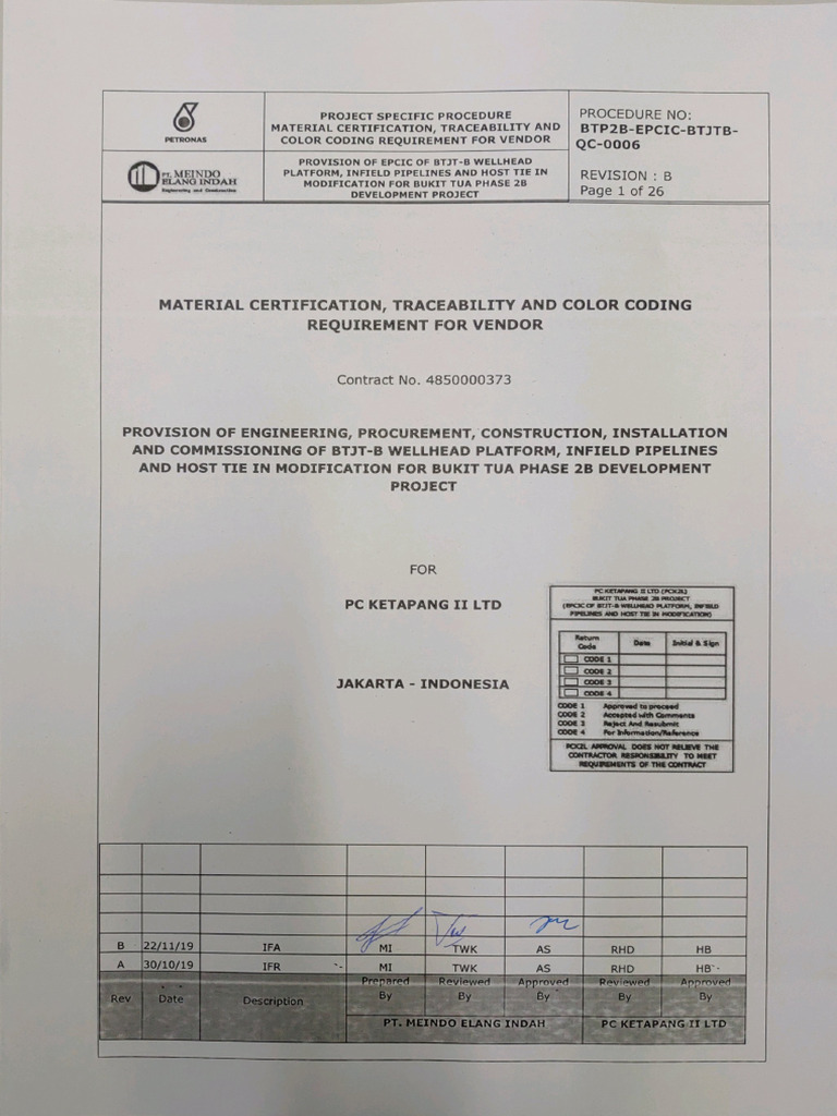 Att F BTP2B-EPCIC-BJTTB-QC-PSP-0006 Rev.b Material Certificated | PDF ...