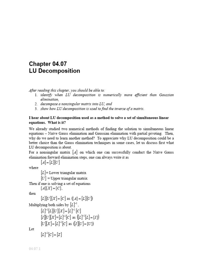LU Decomposition Explained | PDF | Matrix (Mathematics) | System Of ...