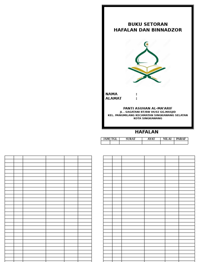BUKU SETORAN HAFALAN DAN BINNADZOH | PDF