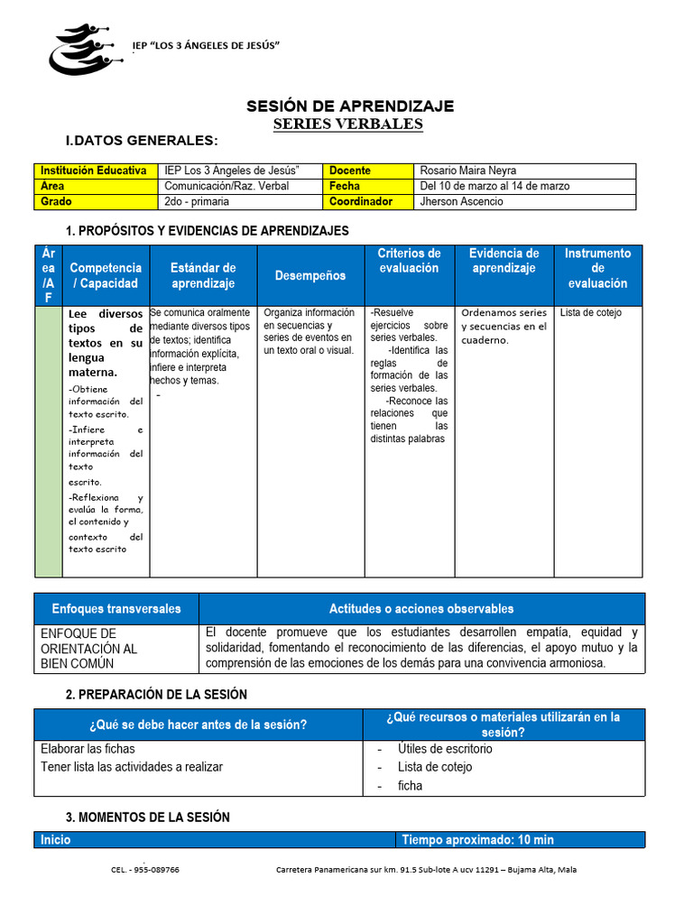 Sesión - Raz. Verbal - 3aj | PDF | Aprendizaje | Cognición