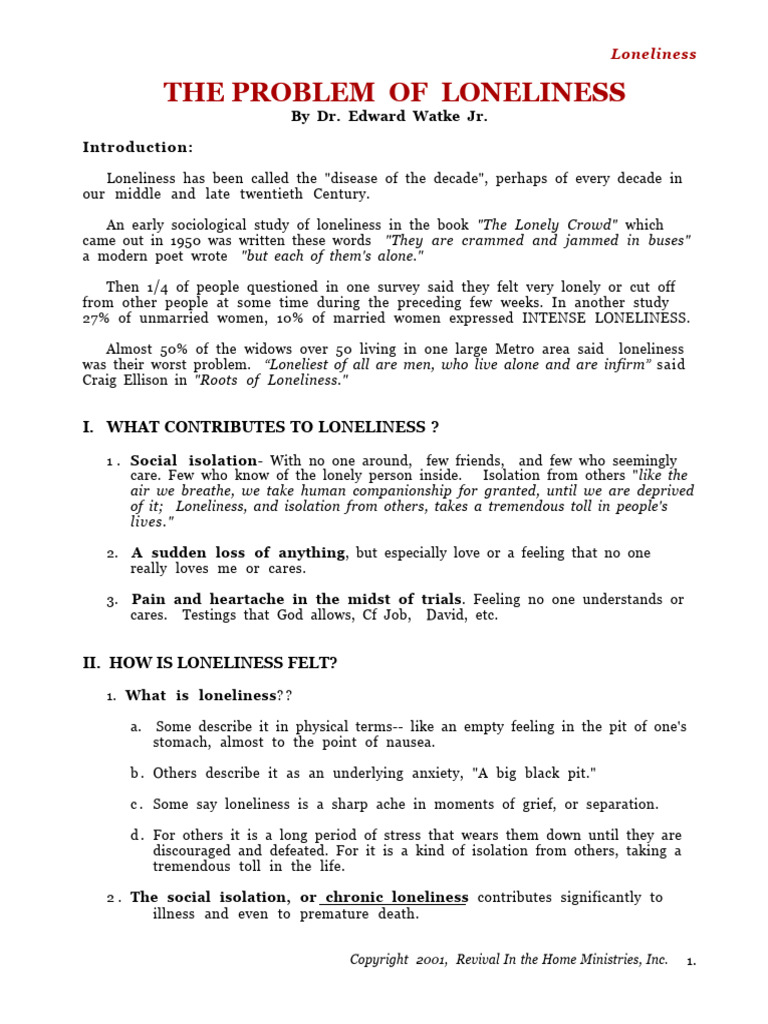 Watke Edward - Problem of Loneliness | PDF | Sarah | Abraham