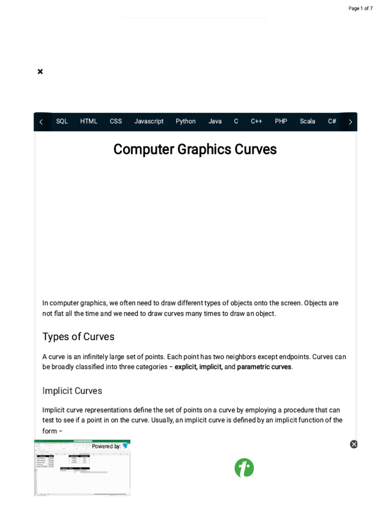 Computer Graphics Curves | PDF | Curve | Geometric Shapes