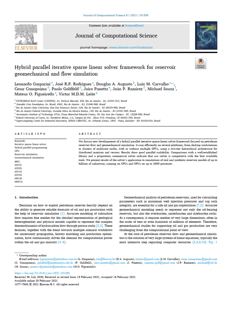 Leonardo Jose Roberto 2021 Hybrid Parallel Iterative Solver | PDF | Matrix (Mathematics ...