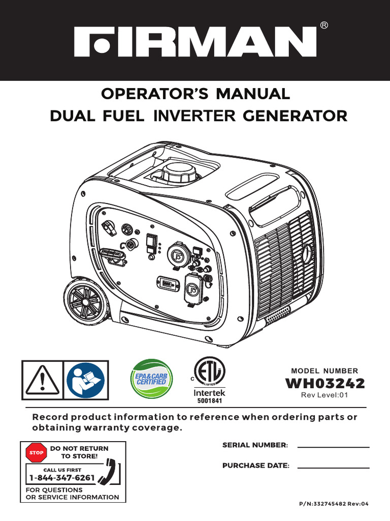 Firman Generator WH03242 | PDF | Battery Charger | Direct Current