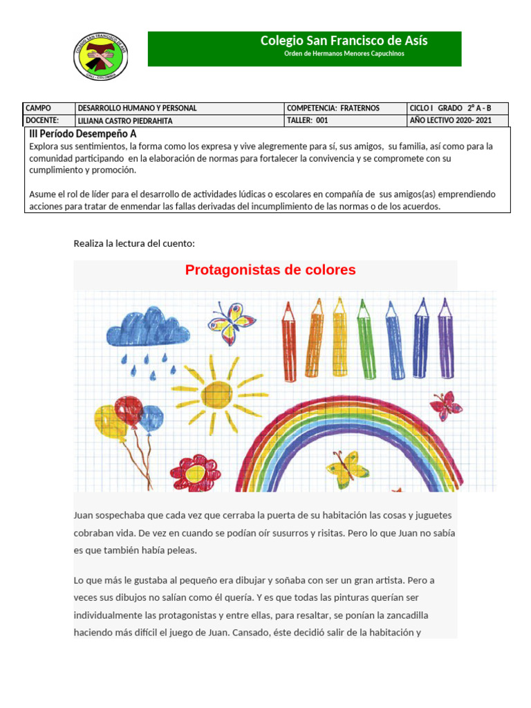 Fraternos D.A-B Taller 001Trabajo en equipo - cuento | PDF
