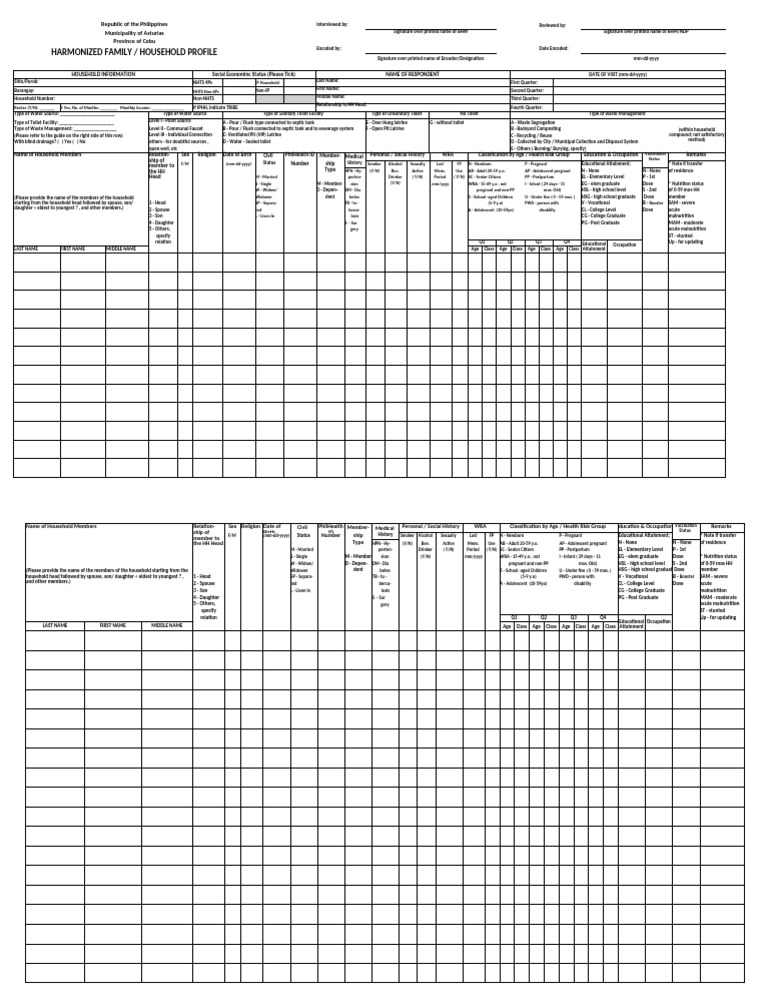 HH Profiling Form 2022 - Final | PDF | Toilet | Public Health