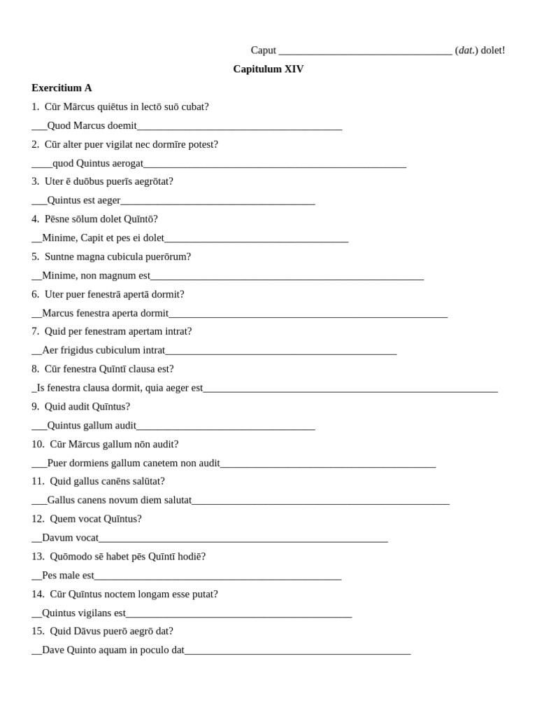 Capitulum XIV Exercitia (AL) | PDF