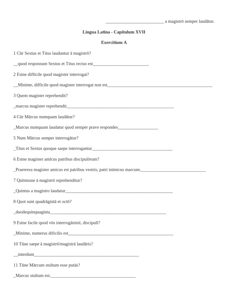 Capitulum XVII Exercitia (AL) | PDF