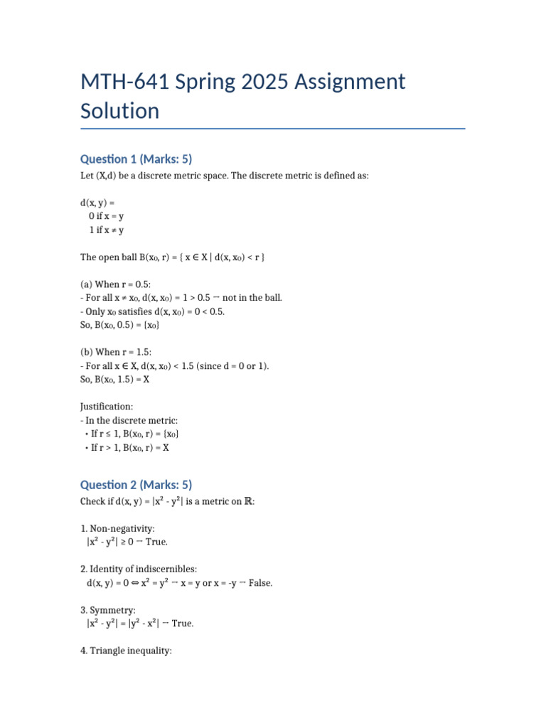 MTH641 Assignment Solution | PDF