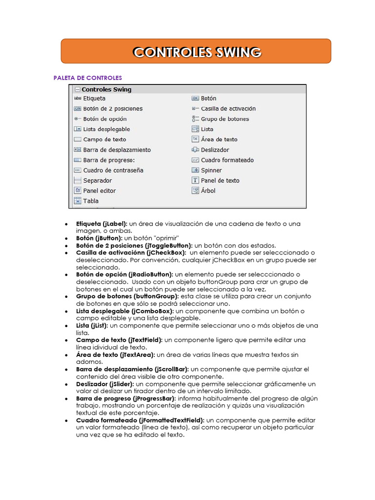 +2_CONTROLES SWING_protected | PDF | Java (lenguaje de programación) | Ingeniería de software