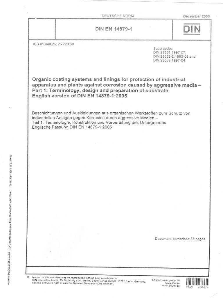 DIN EN 14879-1: Corrosion Protection Standards | PDF | Building ...
