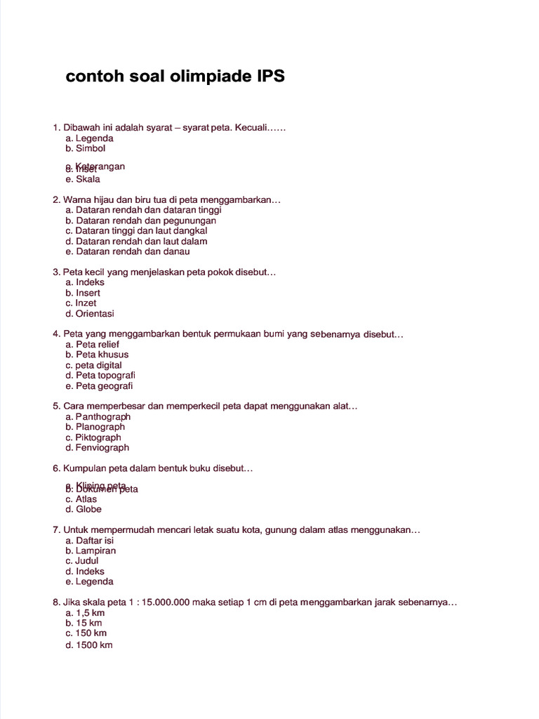 PDF Contoh Soal Olimpiade Ips SD Compress | PDF
