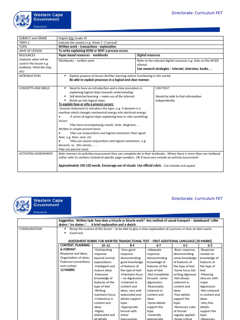 Week 1 Writing Lesson Framework | PDF | Vocabulary | Grammar