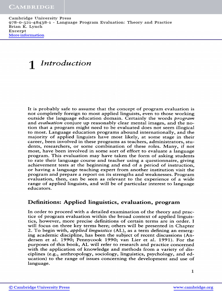 Language Program Evaluation Guide | PDF