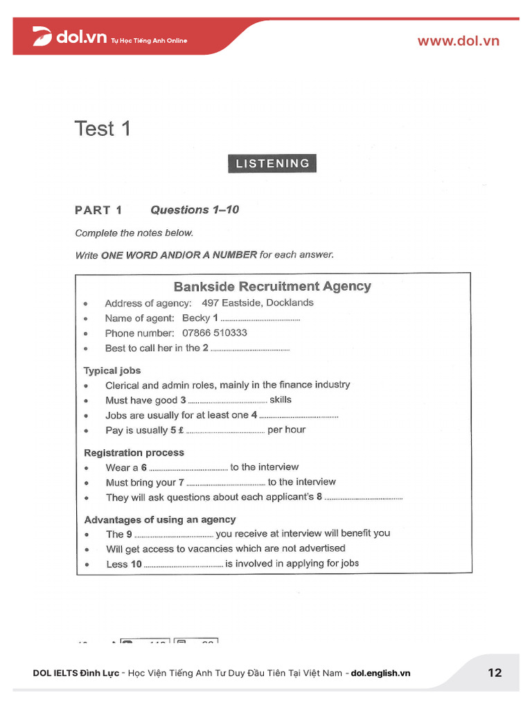 L&R Practice Test 1 | PDF