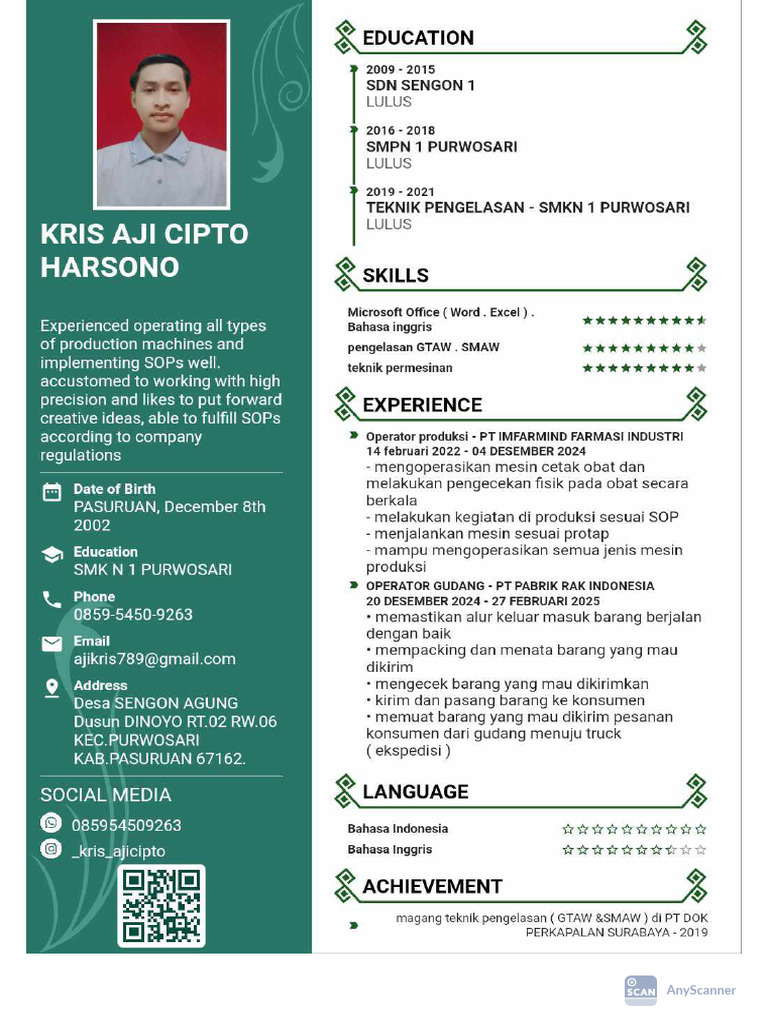 CV PDF - Aji Kris | PDF