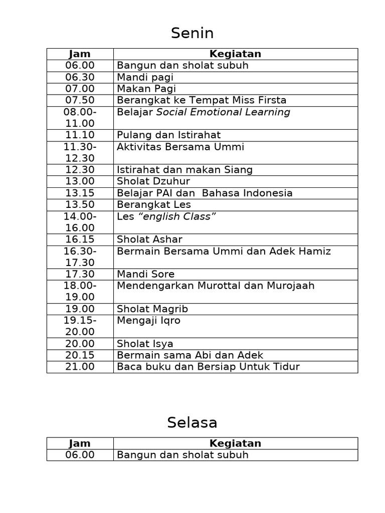 Jadwal Arkan | PDF