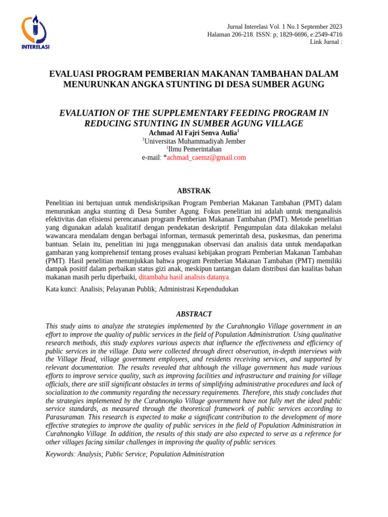Evaluasi Program PMT di Sumber Agung | PDF