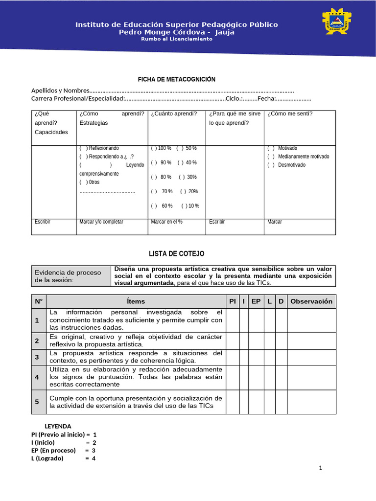 Ficha de Metacognición | PDF | Aprendizaje | Cognición