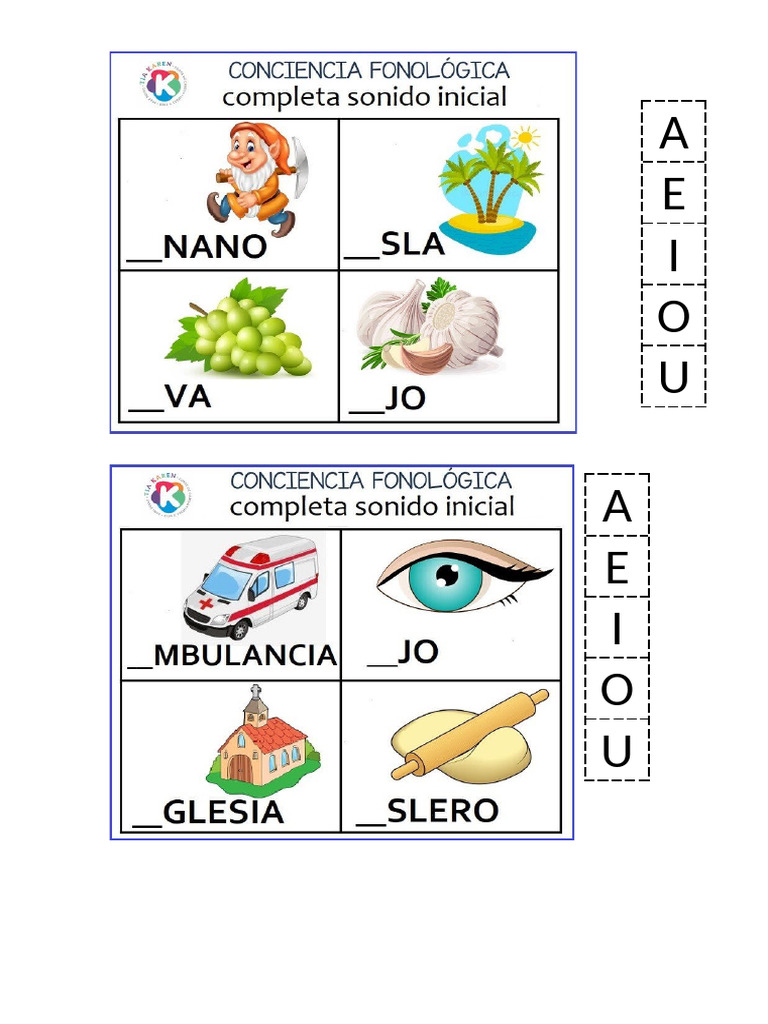 SONIDO INICIAL - CONCIENCIA FONOLÓGICA | PDF