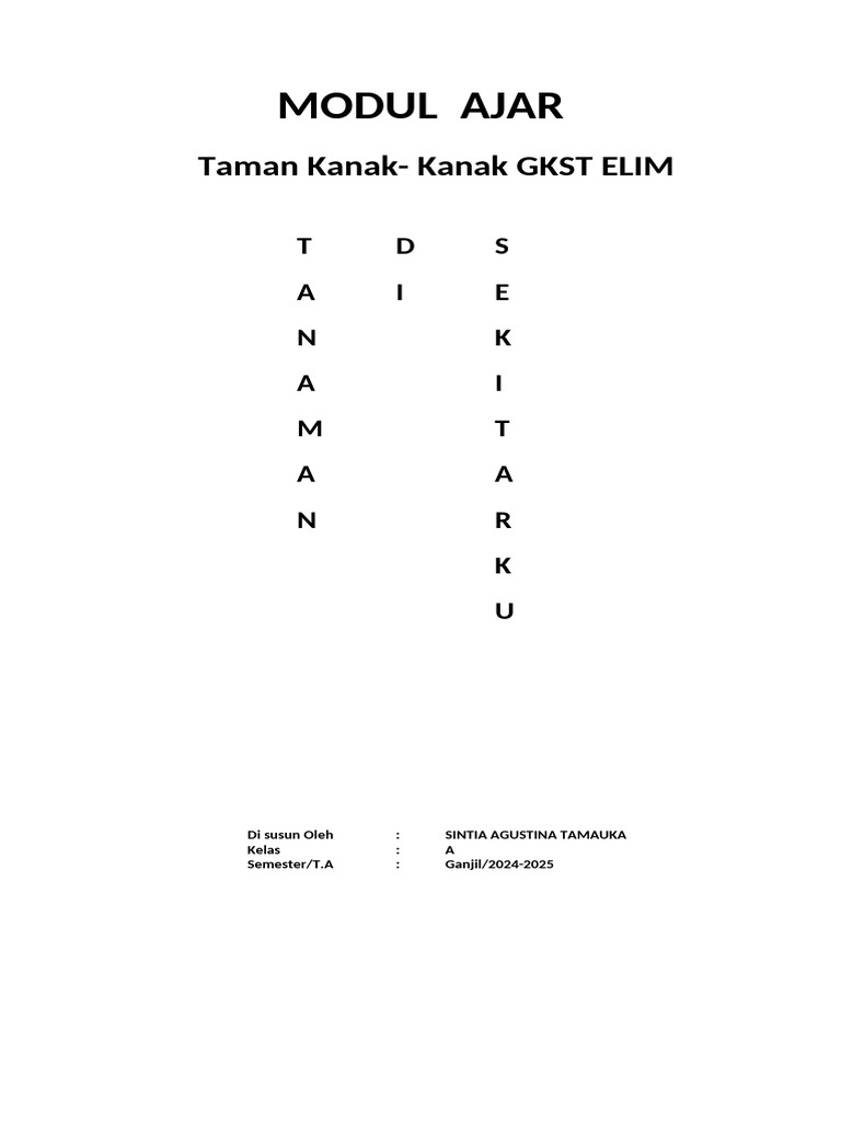 Contoh Cover Modul Ajar TK 2024-2025 | PDF