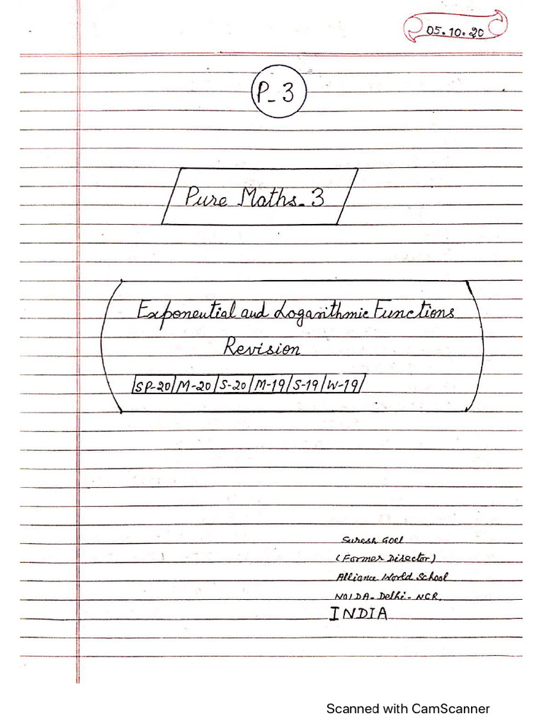 p3 Exponential and Logarithmic Functions Revision | PDF
