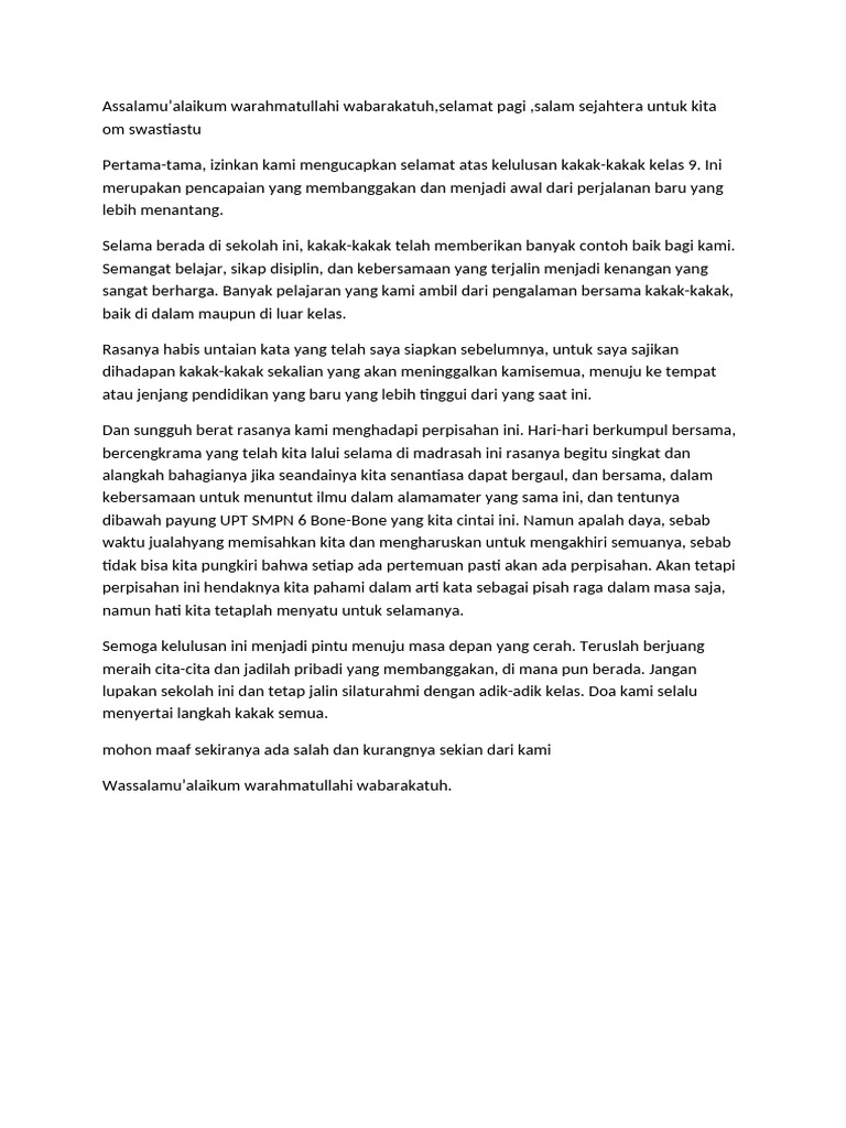 Kesan dan Pesan Perpisahan Sekolah | PDF