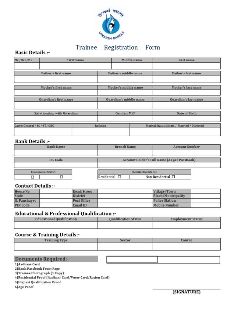Trainee Registration Form-PBSSD+RPL | PDF | Access Control | Government ...