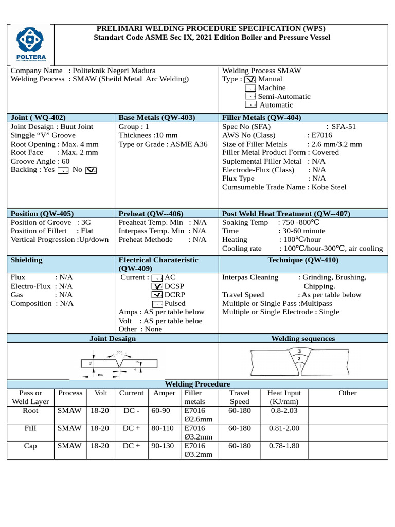 Prelimari Welding Procedure Specification | PDF | Welding | Construction