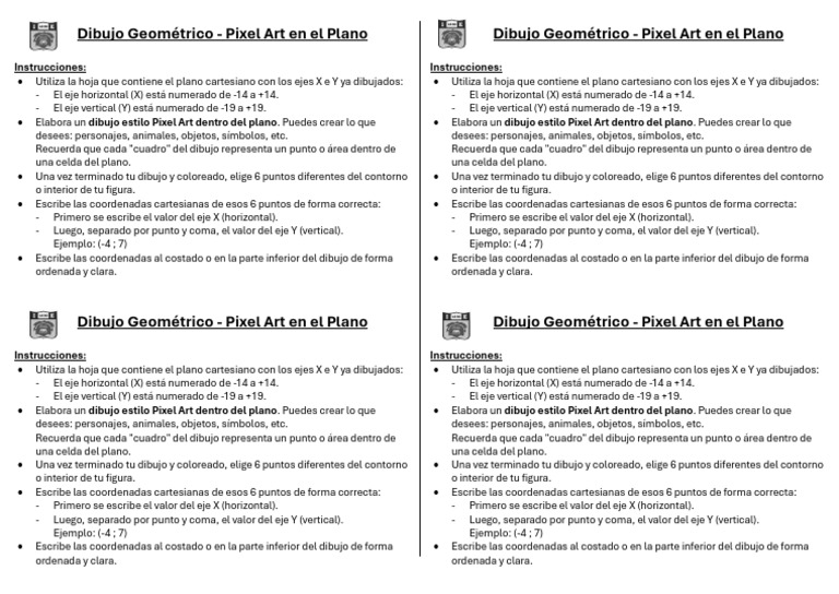 Pixel Art en el Plano Cartesiano | PDF | Sistema de coordenadas ...