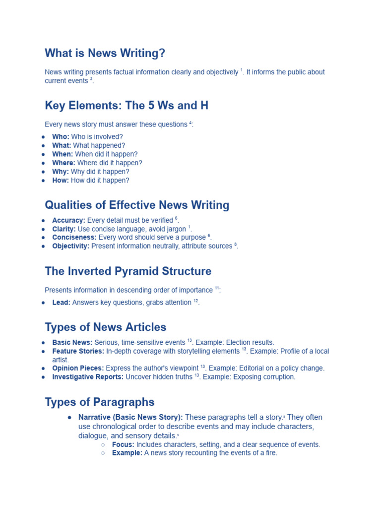 Summary and Quiz Introduction To News Writing | PDF | Linguistics | Grammar