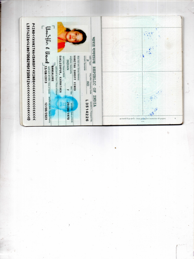 Vanitha s Vinod Passport Copy | PDF