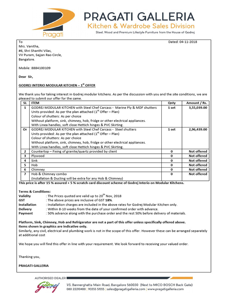 Mrs. Vanitha 1st Offer - Offer-1 | PDF | Building Materials