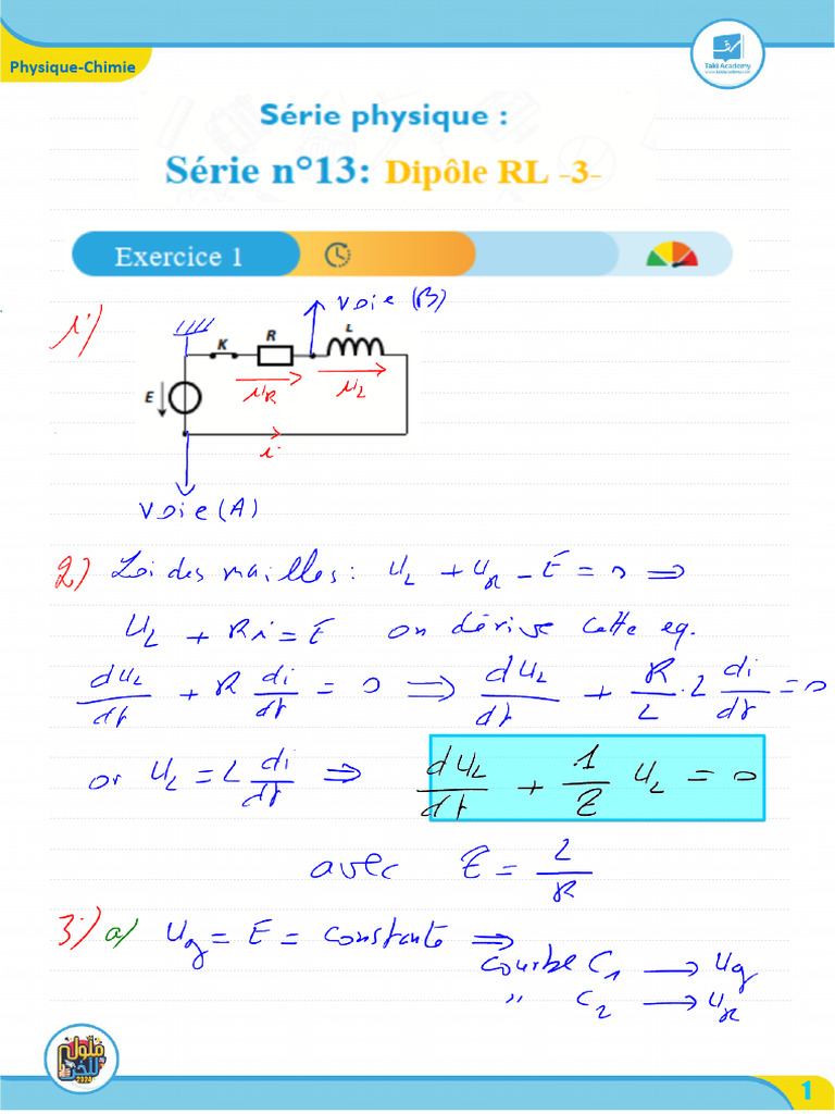 65620982e77e1 - Corrigé-Dipôle RL - 3 - Copier | PDF