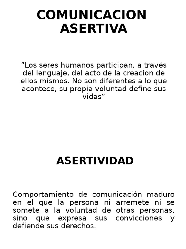 Presentacion Comunicacion Asertiva | PDF | Autoestima | Sicología