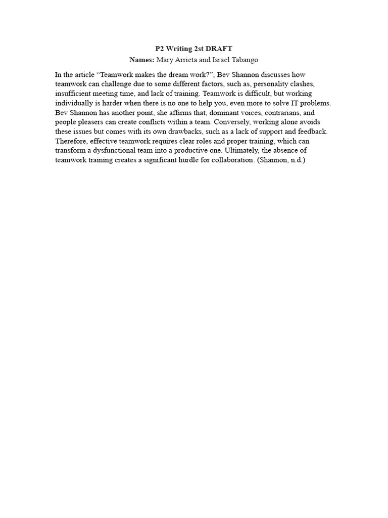 P2 Writing 2st DRAFT | PDF
