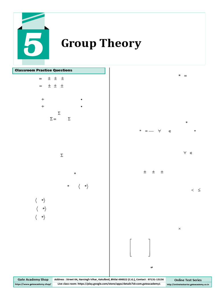 025b3858501f8-Chapter 5 Group Theory | PDF | Group (Mathematics) | Mathematical Objects