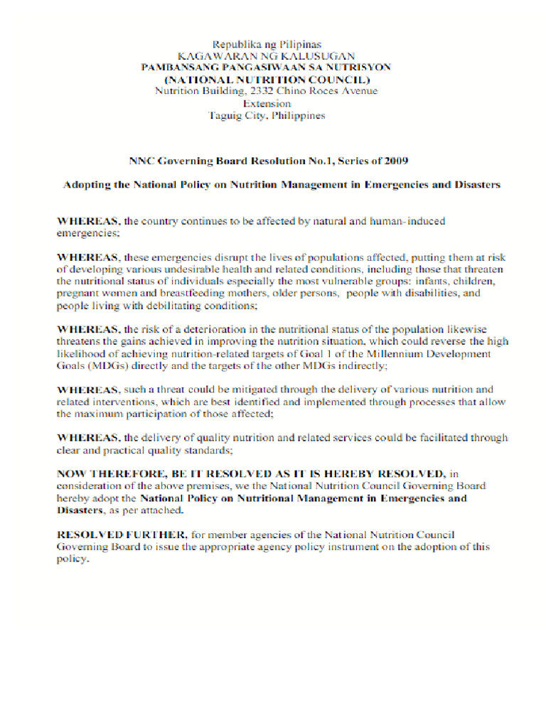 NNC Governing Board Resolution No. 1 Series of 2009 | PDF