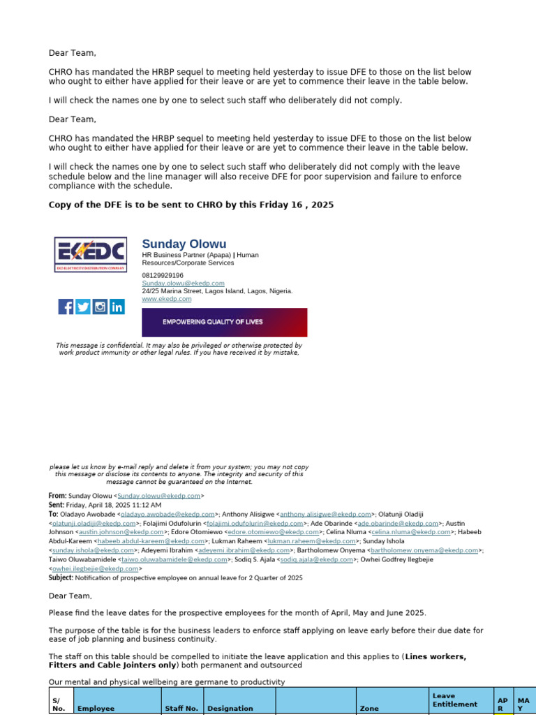 Notice For The Proposed Dfe For Affected Staff and Their Line Manager | PDF