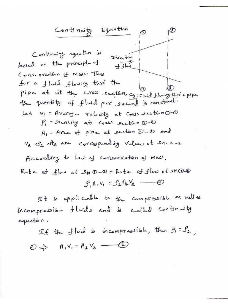 Continuity Equation, Bernoulli - S Equation & Momentum Equation | PDF