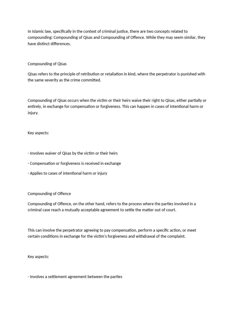 Compounding of Qisas and Offence | PDF