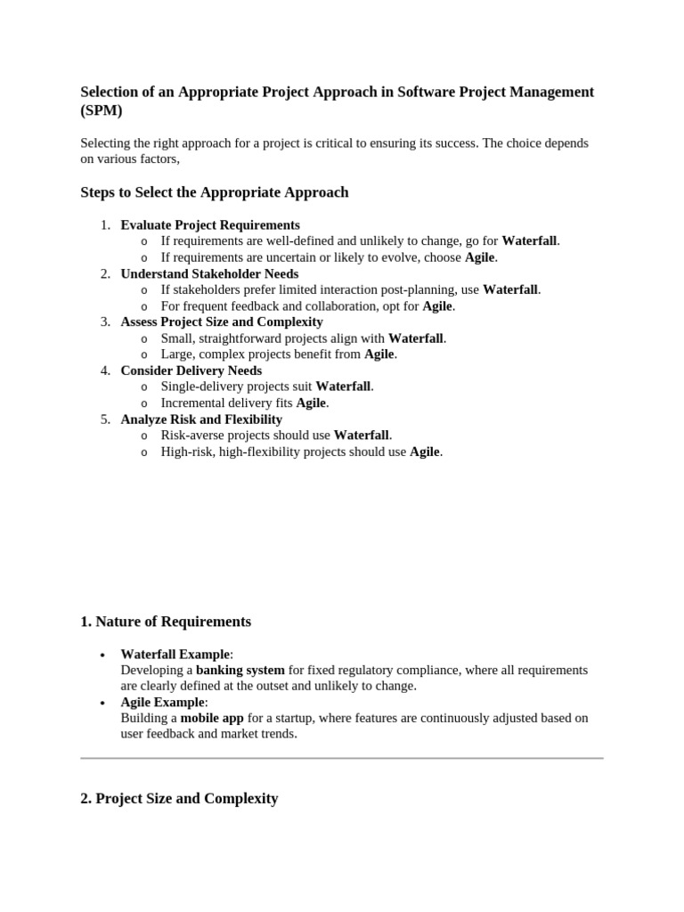 Selection of An Appropriate Project Approach in Software Project Management | PDF | Agile ...